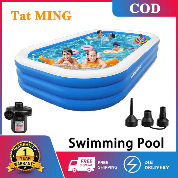 Tat Ming Inflatable swimming pool with electric air pump summer outdoor ...