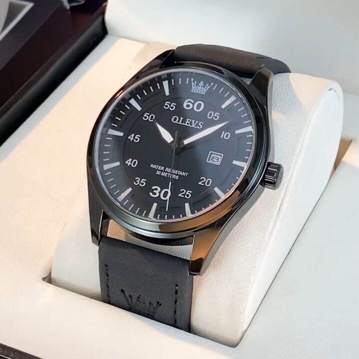 OLEVS 2023 Jam Tangan Pria Merek Terkenal Asli Baru Jam Kulit Keren Jam ...