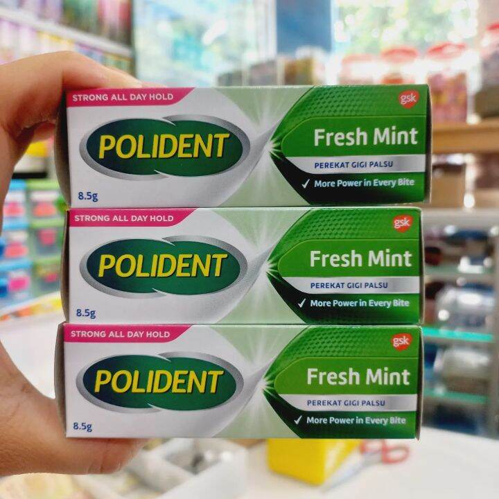 [TRAVEL SIZE] POLIDENT 8,5GRAM GSK / FRESH MINT PEREKAT GIGI LEM GIGI ...
