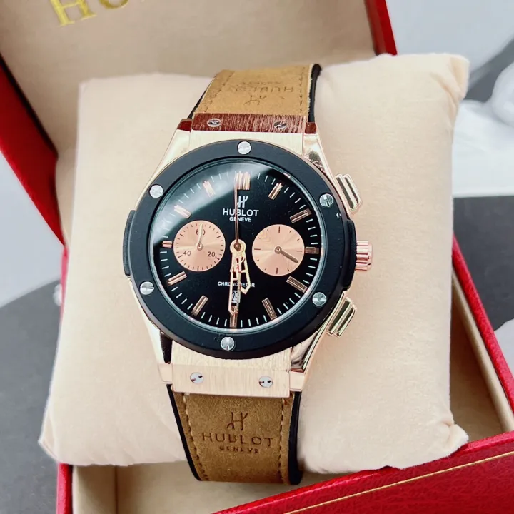 watchtime นาฬิกาแบรนหรู เหมือนแท้1:1 ระบบควอต สายหนังผสมยาง ขนาดหน้าปัด ...