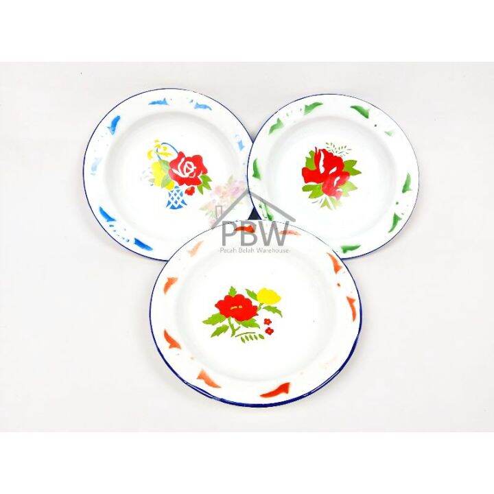 Piring Seng Enamel 14cm 16cm 20cm 22cm 23cm / Piring Jadul / Piring ...
