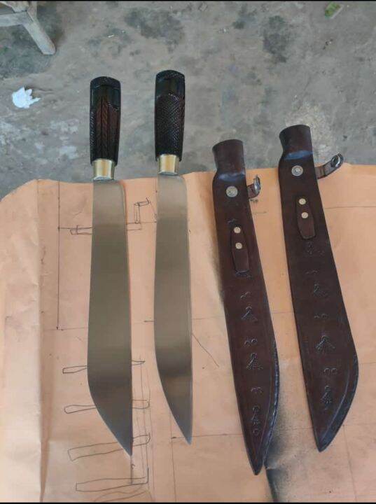 pisau model garpu ring kuning emas 45cm baja per | Lazada Indonesia