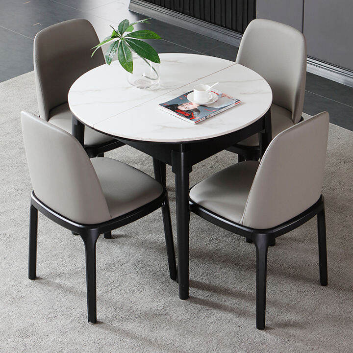 Nordic Style Retractable Stone Plate Dining Table Variable round Table ...