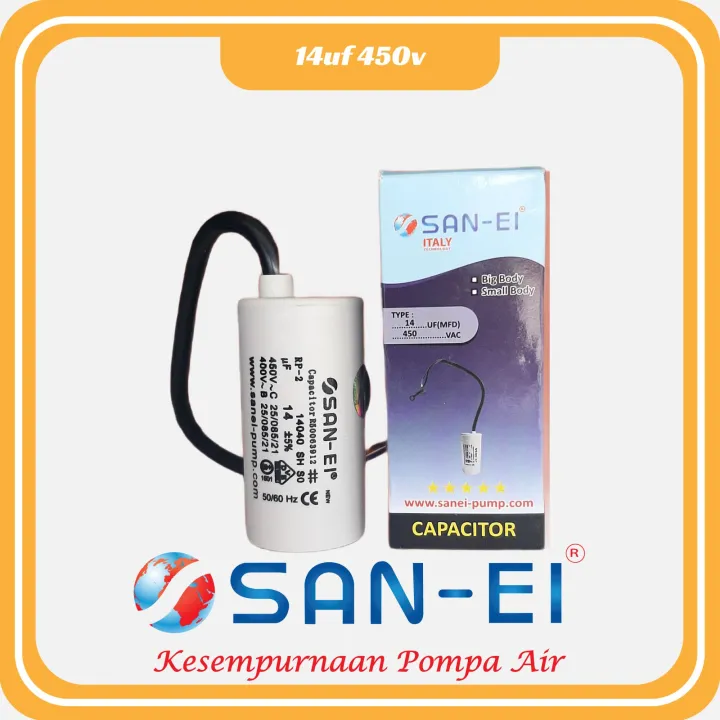 kapasitor pompa air bulat kabel 14uf 450v | Lazada Indonesia