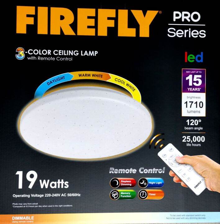 Firefly PRO Series LED 3-Color Ceiling Lamp with Remote Control 19W & 14W | Lazada PH