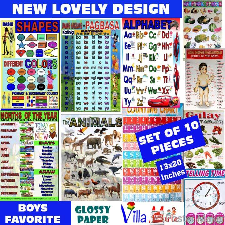 BOYS FAVORITE EDUCATIONAL CHARTS SET UNANG HAKBANG SA PAGBASA ABC ...