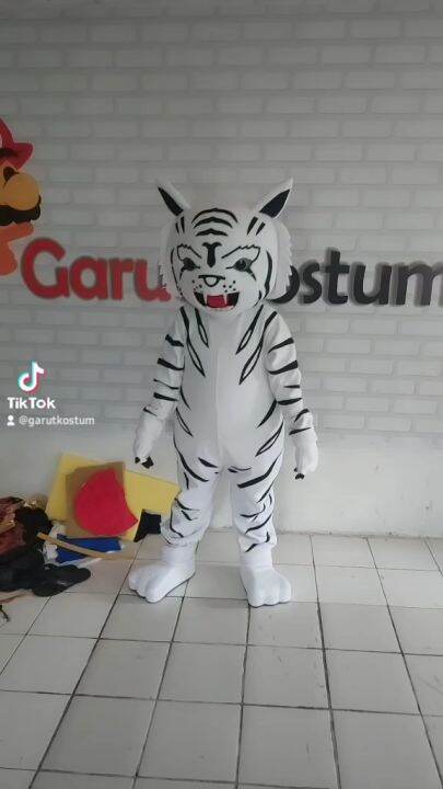 Kostum maskot badut macan putih dan hitam setelan dewasa lucu | Lazada ...