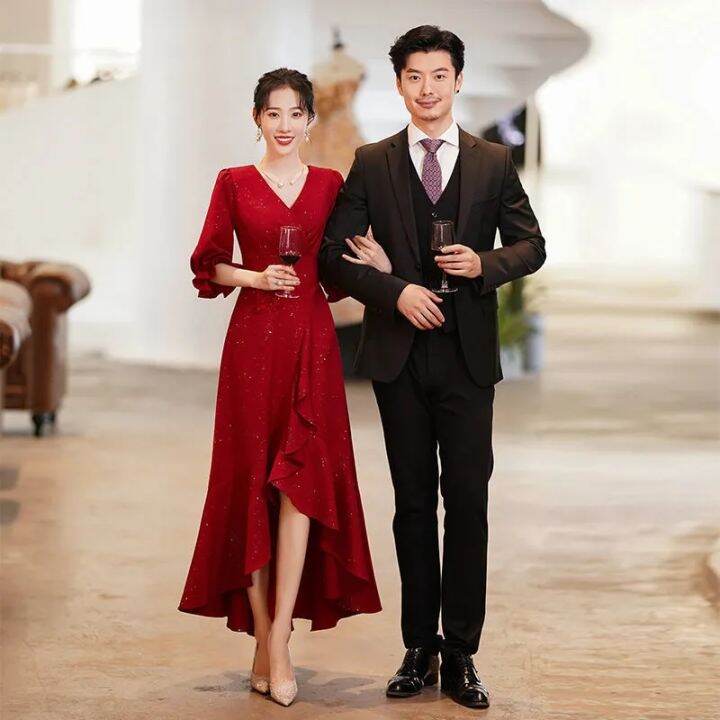 AngelCityMall Toast Dress Bride New Wedding Engagement Dress Female ...