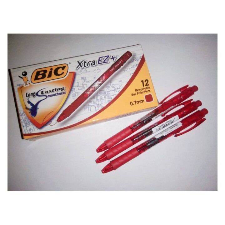 Pulpen Bic Xtra EZ+ Tinta Merah Retractable 0.7mm Harga Satuan | Lazada ...