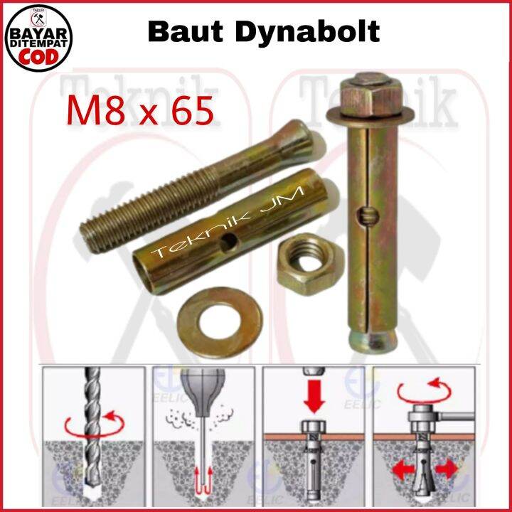 PAKET [ 40 PCS ] BAUT DYNABOLT UKURAN 8 x 65mm DINABOLT 3124 KUNCI ...