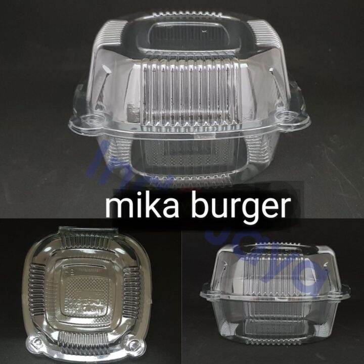 MIKA plastik BURGER hamburger kue bening KOTAK BOX isi 50pc | Lazada ...