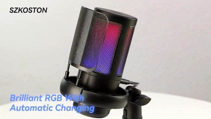 RGB Gaming Microphone Mini USB Streaming Microphone Noice Cancelling ...