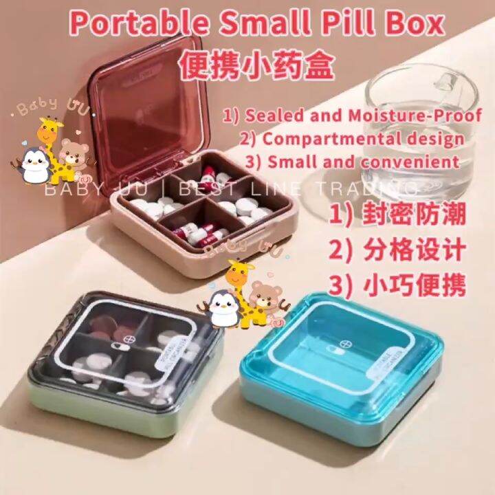 Portable Sealed Small Pill Box Kotak Pil Kecil 便携式迷你药丸存储盒密封 | Lazada