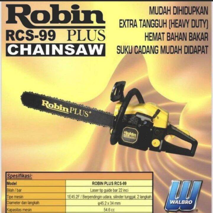 Mesin Potong Kayu Chainsaw Robin Tipe RCS-99 Completed Bar Baja 22 Inci ...