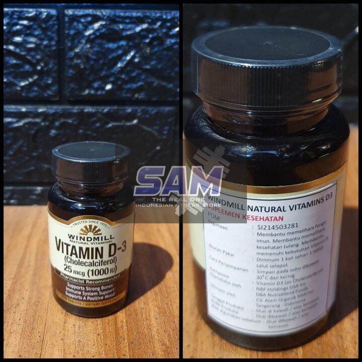 Suplemen Fitness WINDMILL Vitamin D3 1000IU 100 tablet Multivitamin ...