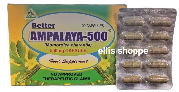 Better Ampalaya - 500 (Momordica charantia) 500mg Food Supplement 100 ...