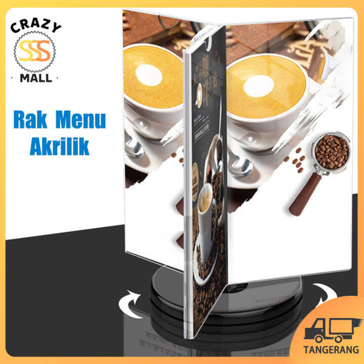 360° Berputar Stand Menu Acrylic Rak Menu Akrilik Acrylic Rotating Menu Card Stand Acrylic Menu ...