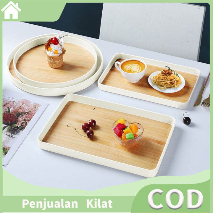 【COD】 RECTANGLE TRAY AESTHETIC NAMPAN KAYU TATAKAN PEREGI PLASTIK TATAKAN DAPUR TATAKAN GELAS ...