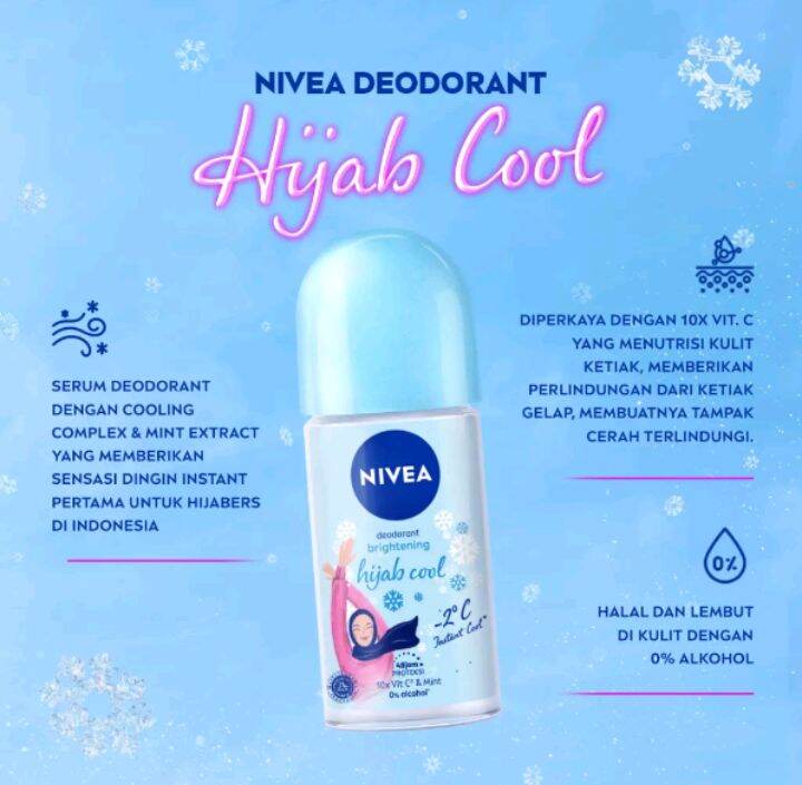 NIVEA Brightening Hijab Cool Deodorant Roll On 50ml | Lazada Indonesia