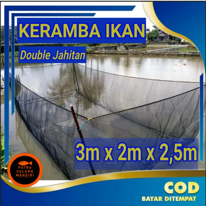 K3225 Jaring Waring ikan keramba apung 3x2x2,5 siap pakai double ...