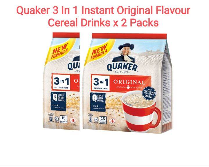 [Twin Packs] Quaker 3 in 1 Original Oat Cereal Drink 15 sachets | Lazada