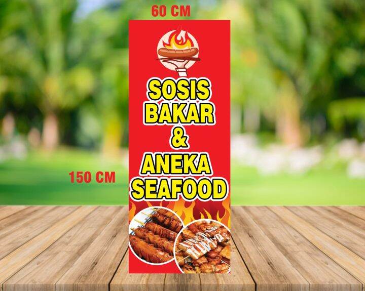spanduk/banner sosis bakar dan aneka seafood P 150xL60 cm | Lazada ...