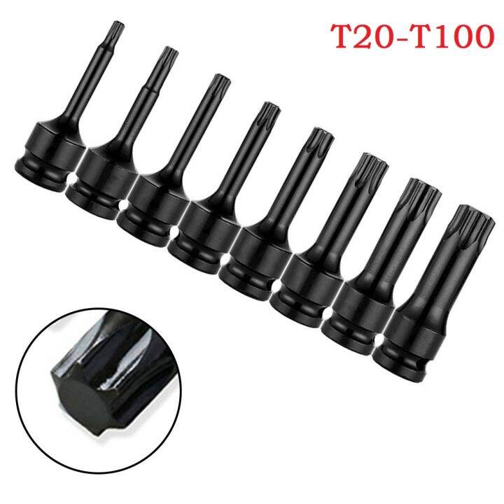 Unnicoco 1/2 Hex Torx Screwdriver Bit Impact Drive Socket Adapter Head T20-T100 Hex Torx Bit ...