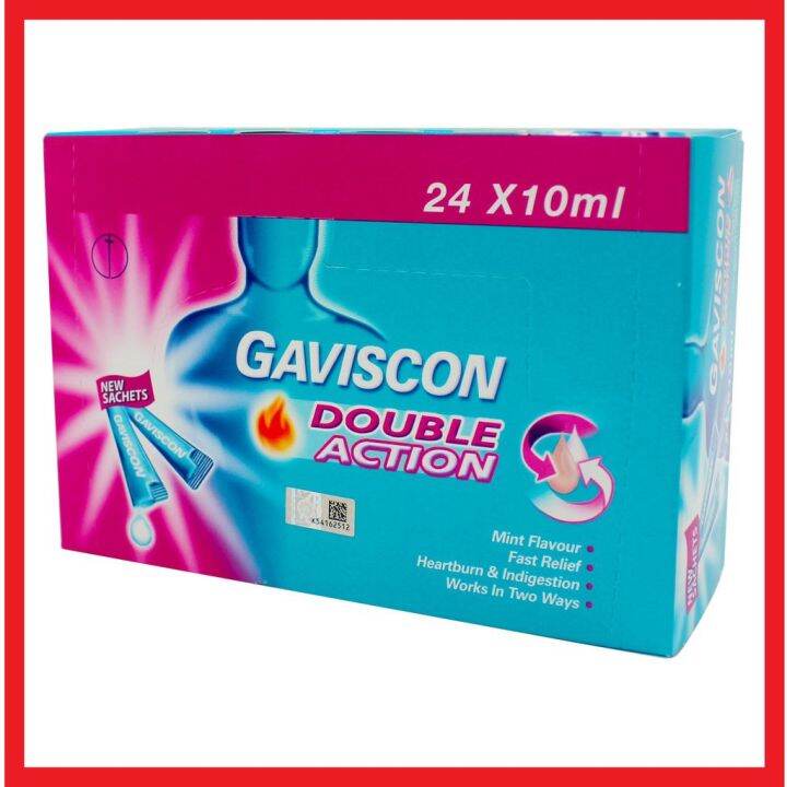 GAVISCON DOUBLE ACTION NEW LIQUID SACHETS - 24 SACHETS X 10ML (FOR ...