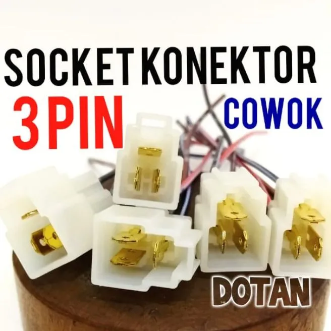 SOKET SOCKET KONEKTOR 3 PIN COWOK/MALE (SUDAH TERMASUK SKUN DAN KABEL ...