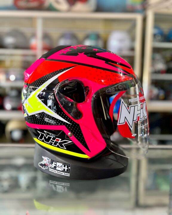 HELM NHK R6 MOTIF STARLITE WARNA PINK FLO HELM HALF FACE ORIGINAL NHK ...