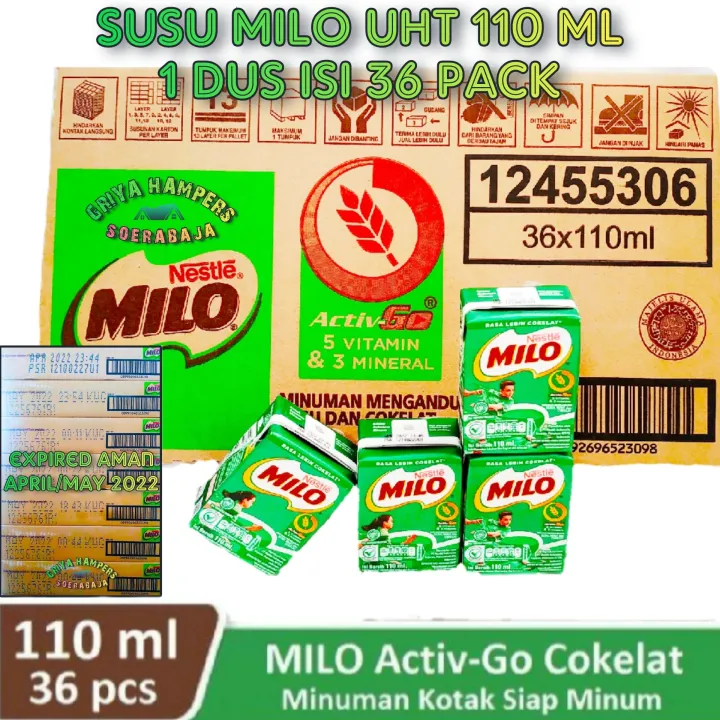 milo uht 110 ml 1 dus, murah, expired april & may 2022, milo cube, milo bubuk, susu milo bubuk ...
