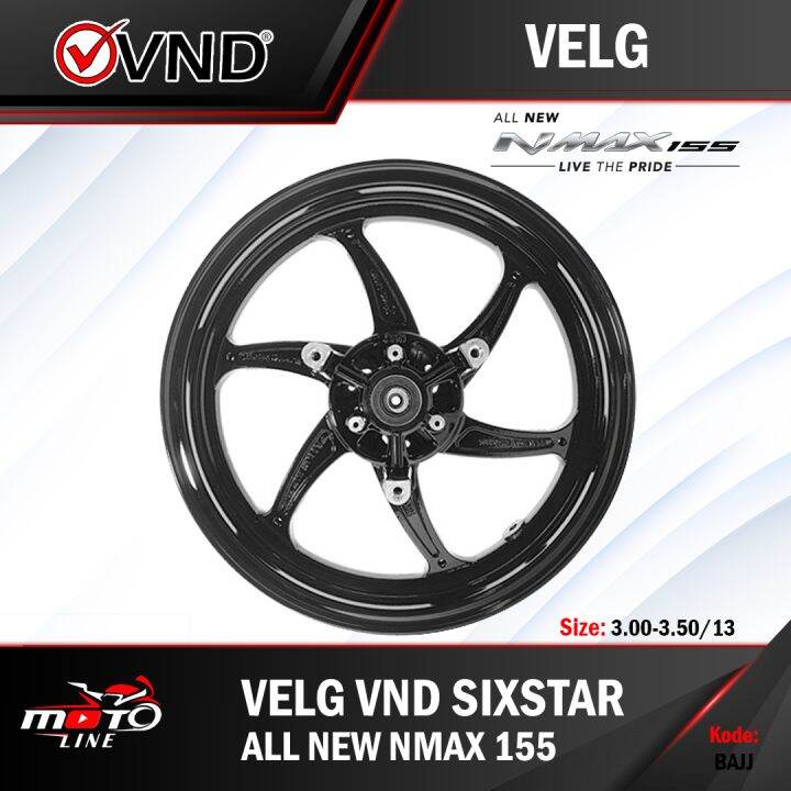 VELG VND SIX STAR NMAX NEW 155 DEPAN 3.00 BELAKANB 3.50 RING 13 BLACK ...