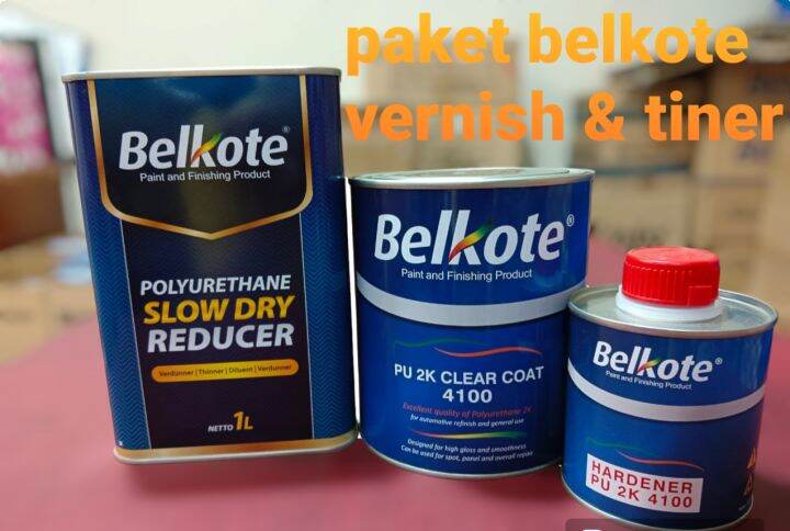 Paket Belkote Vernish dan Tiner 1Liter Thiner Belkote PU Vernis Belkote ...
