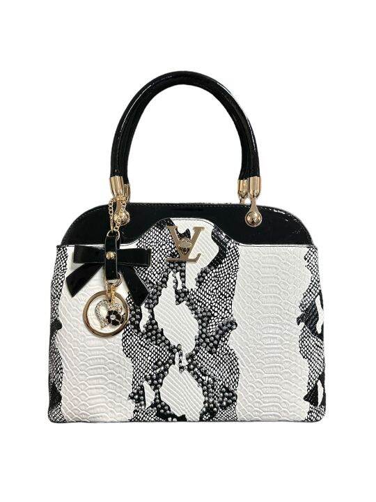 Cheritan กระเป๋าเชอริตัน ลายหนังงูขาวดำ SN-15 กระเป๋าแฟชั่น | Lazada.co.th