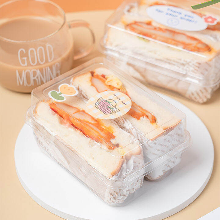 Fully Transparent Plastic Compartment Split Sandwich Packing Box Baking ...