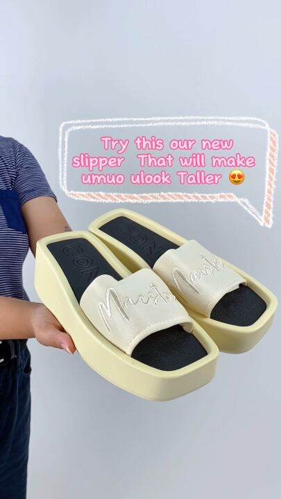 【LeeCat】New Wedge One Strap Slide Rubber Sandals Casual Slippers for ...