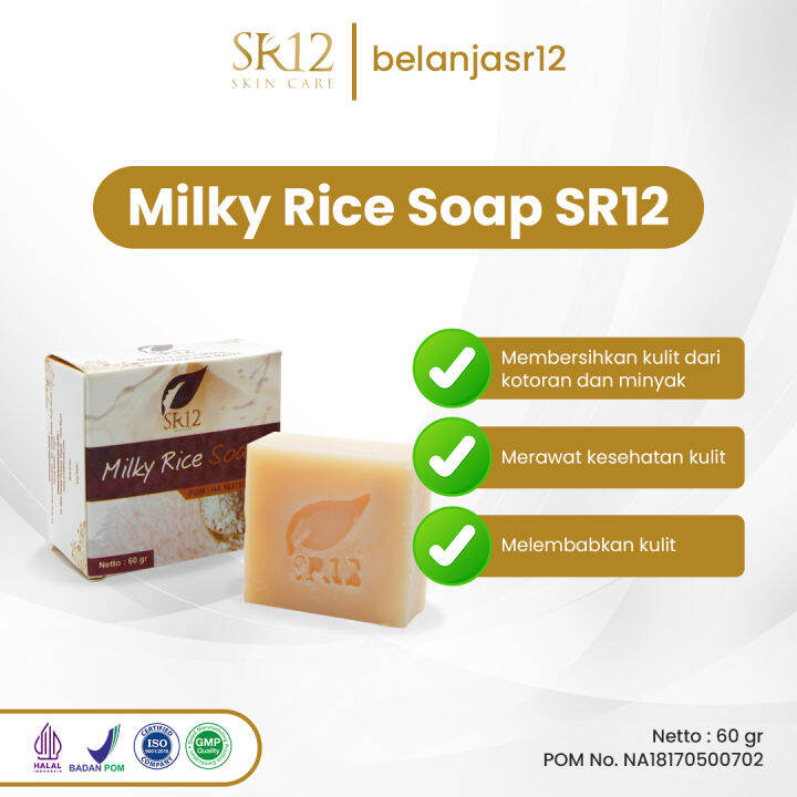 SR12 Milky Rice Soap Sabun Cuci Muka Batang Untuk Kulit Jerawat ...
