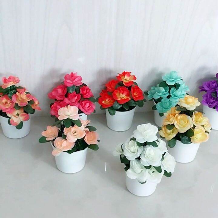 Sampai7an PBP107 / Pot Bunga Mawar Plastik Palsu Tanaman Hias Roses ...