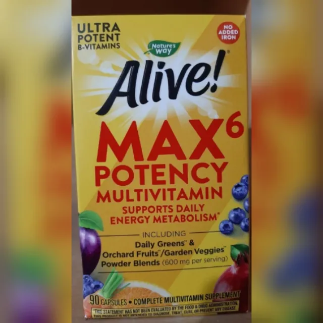 Alive! Whole Food Energizer Multivitamin. Max Potency. No Added Iron ...