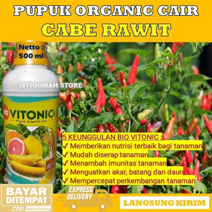 Pupuk Organik Cair Tanaman Cabe Rawit TERBAIK POC BIO VITONIC 500ML Pupuk Nutrisi Mempercepat ...