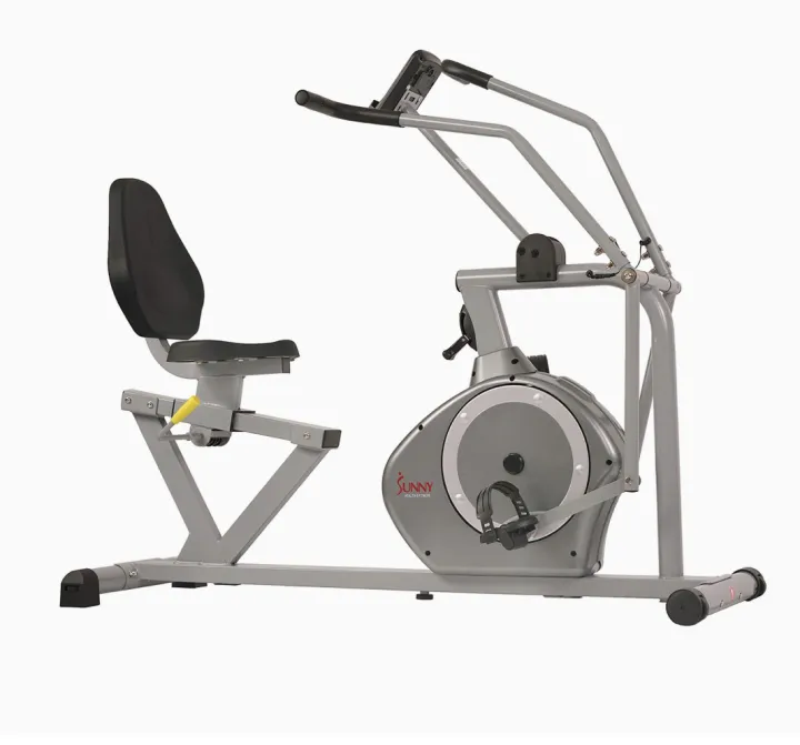 Sunny Health & Fitness Magnetic Recumbent Exercise Bike, 350lb High Weight Capacity, Cross ...