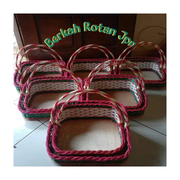 KERANJANG PARCEL ROTAN ISI 2 MODEL SANDARAN/KERANJANG BUAH | Lazada ...