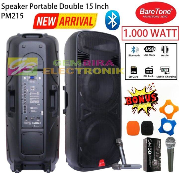 Speaker Aktif Baretone PM215 Speaker Portable 15 Inch Double 1000 Watt ...