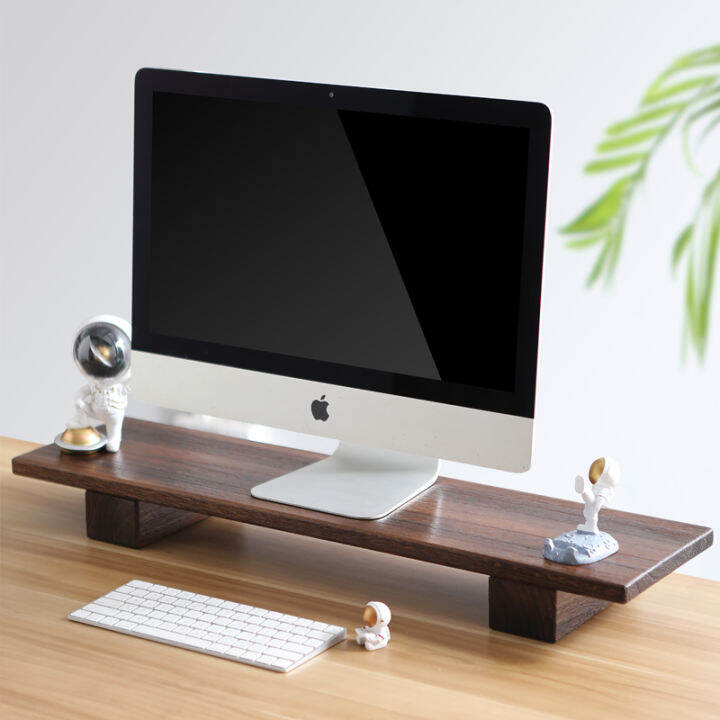 Desktop Computer Monitor Elevated Shelf Raised Pad Solid Wood ...