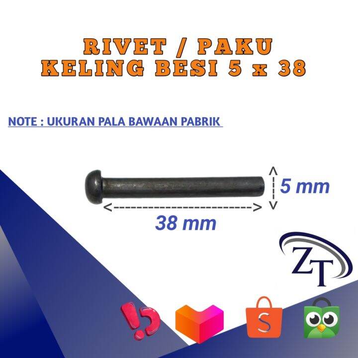 Rivet Paku Keling Besi DIAMETER 5 x 38 mm Keling Besi Ketok | Lazada ...