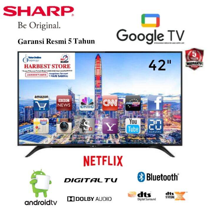 GARANSI 5 TAHUN SHARP LED GOOGLE TV ANDROID TV 42 INCH DOLBY DIGITAL 2T-C42EG1I | Lazada Indonesia