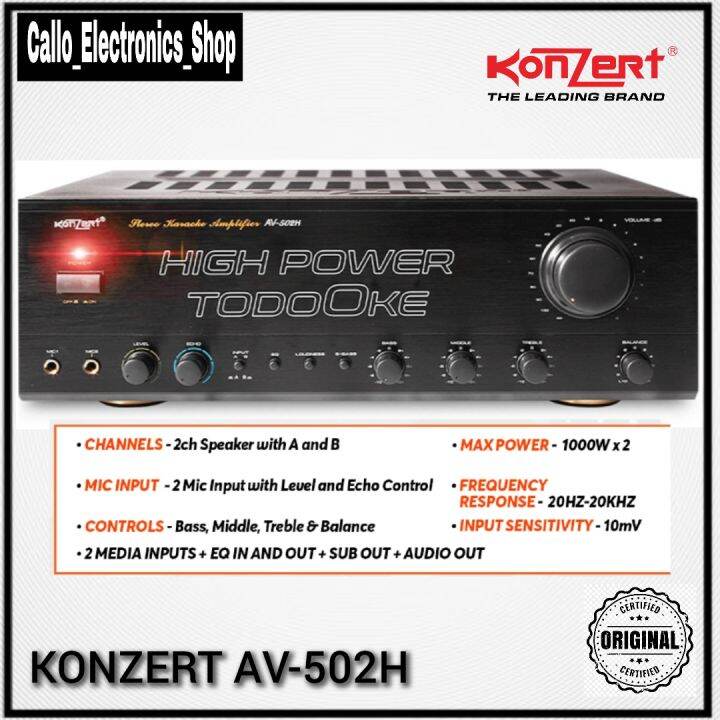 Original Konzert AV 502H Amplifier 1000W X 2CH High Power TodoOke ...