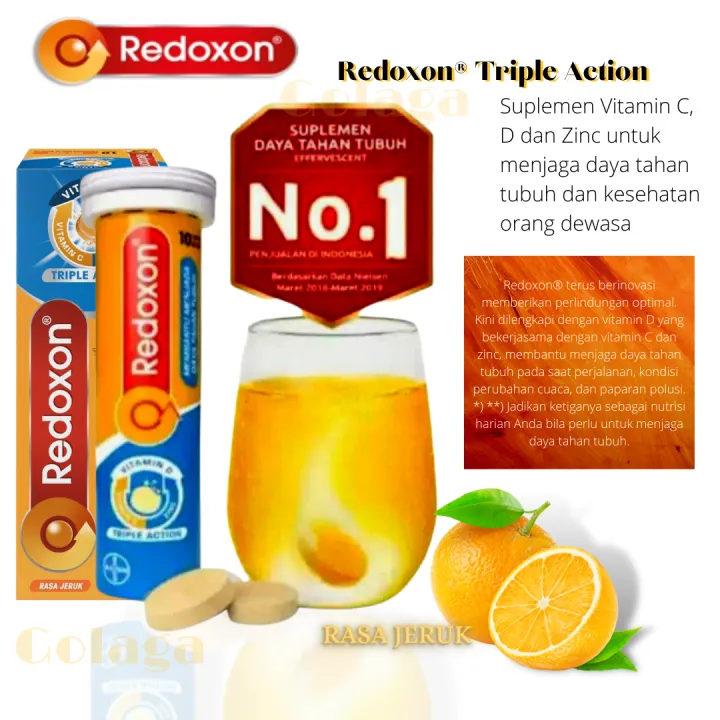 Redoxon Triple Action 10 + 5 tablet Rasa Jeruk | Lazada Indonesia