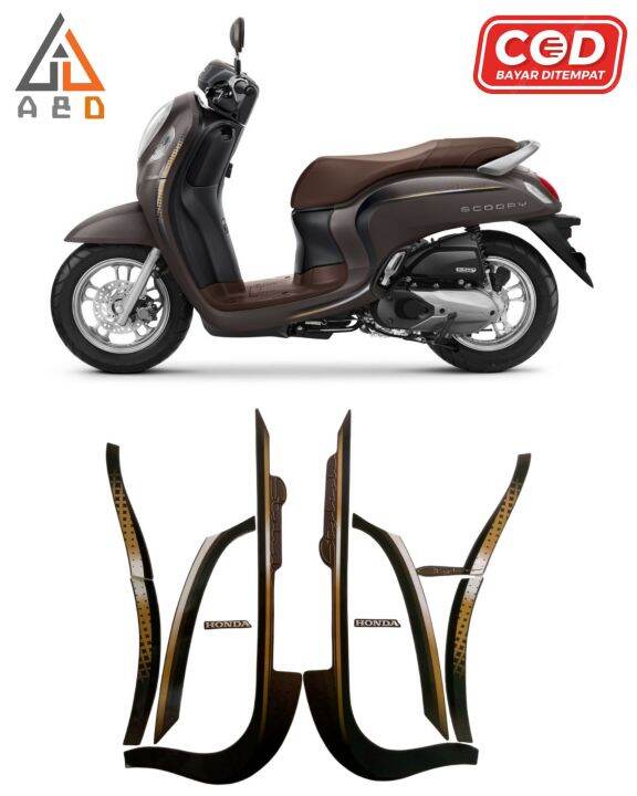 Striping Stiker Lis Les Motor Honda Scoopy Stylish 2023 Coklat Full Set ...