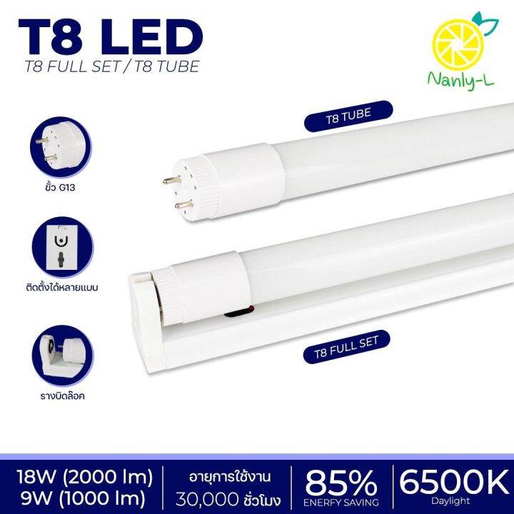 หลอดไฟยาว LED T8 9W/18W 1000lm/2000lm ขั้วG13 สามารถใช้แทนรุ่นเก่าได้ | Lazada.co.th